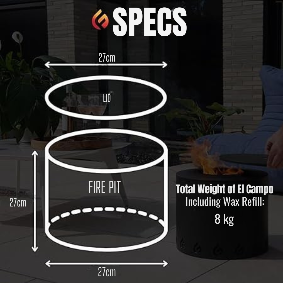 El Campo Fire Pit - Black | Odourless & Portable - Eco Fuego